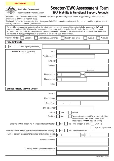 D1325 Scooter/EWC Assessment Form (PDF 180 KB)