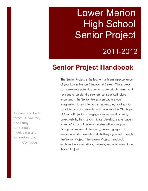 Lower Merion High School Senior Project - the Lower Merion School ...