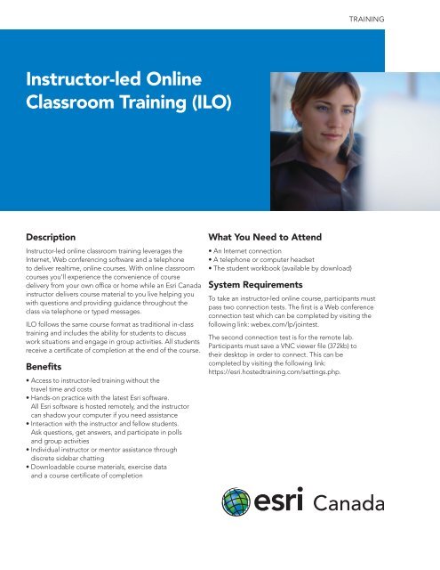 Instructor-led Online Classroom Training (ILO) - Esri Canada