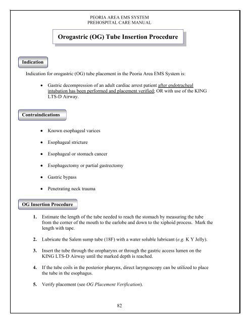 Orogastric (OG) Tube Insertion Procedure - Peoria Area EMS