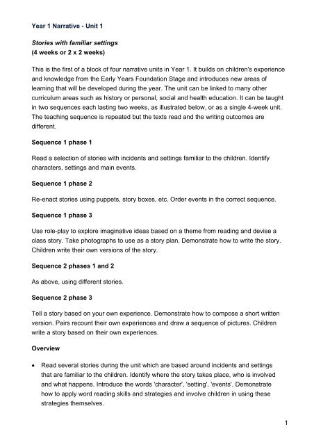 Year 1 Narrative - Unit 1 - Birmingham Grid for Learning