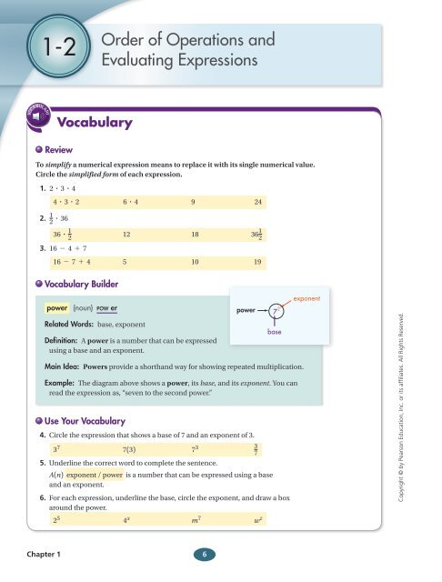 Order of Operations and Evaluating Expressions
