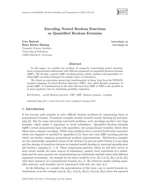 Encoding Nested Boolean Functions As Quantified Boolean Formulas