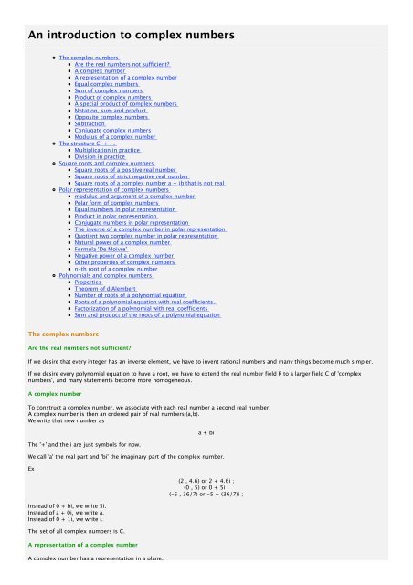 An introduction to complex numbers