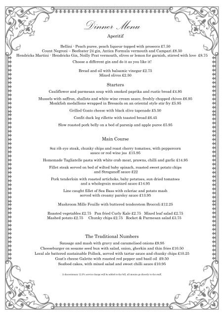 Dinner Menu - Fluid London