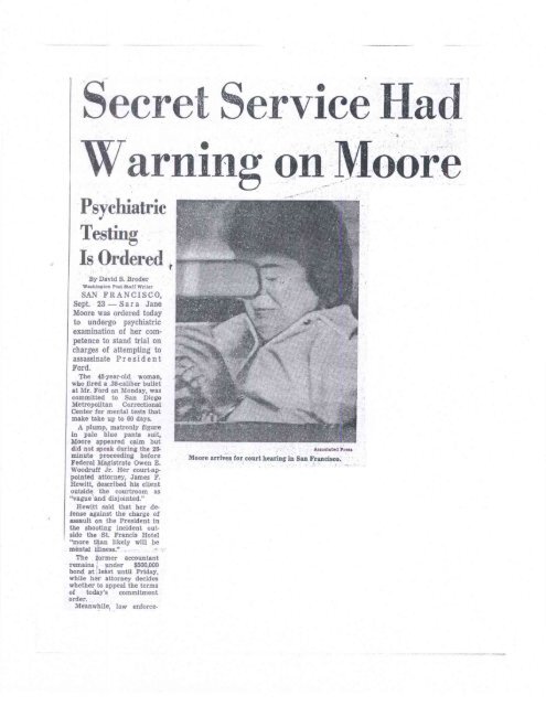 Secret Service Had Warning on Moore