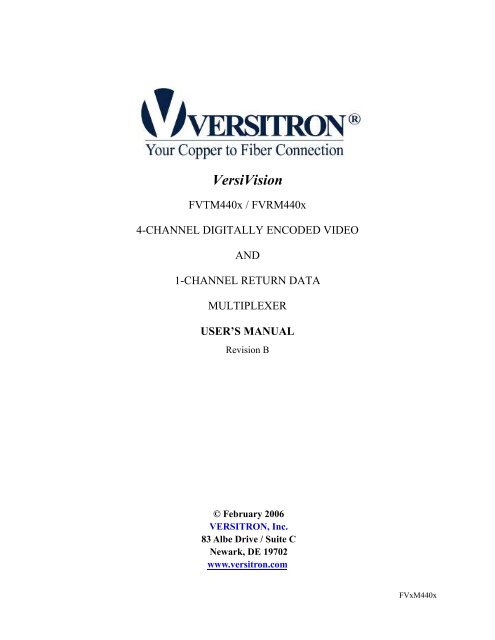 VersiVision Series 4-Channel Fiber Optic Digital Video ... - Versitron