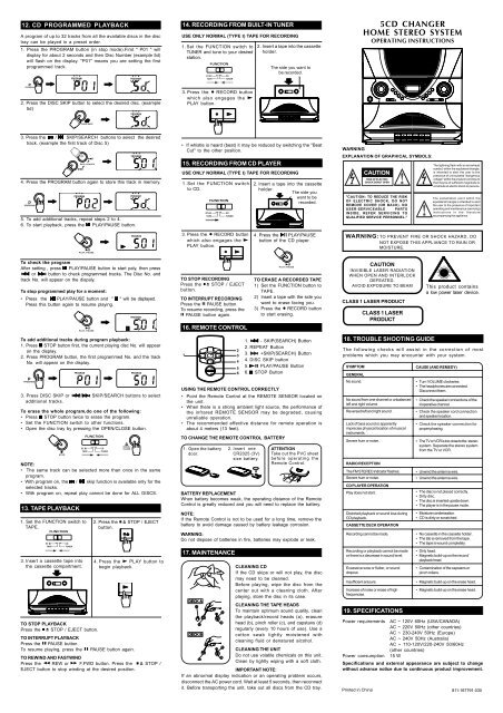 5CD CHANGER HOME STEREO SYSTEM - Venturer