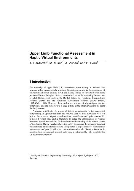 Upper Limb Functional Assessment in Haptic Virtual ... - EDC