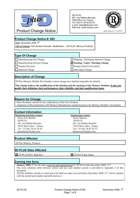 3D PLUS PCN 002 - Part_Number_Decoder