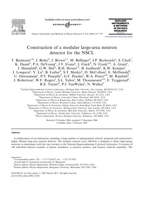 Construction of the MoNA scintillation detector - National ...