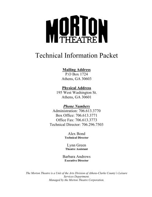 Download the Technical Rider - Morton Theatre