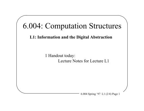 6.004: Computation Structures
