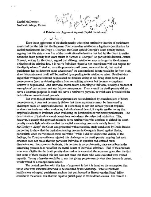 A Retributivist Argument Against Capital ... - Stephan Kinsella