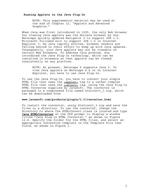 HTML Converter and Java Plug-In