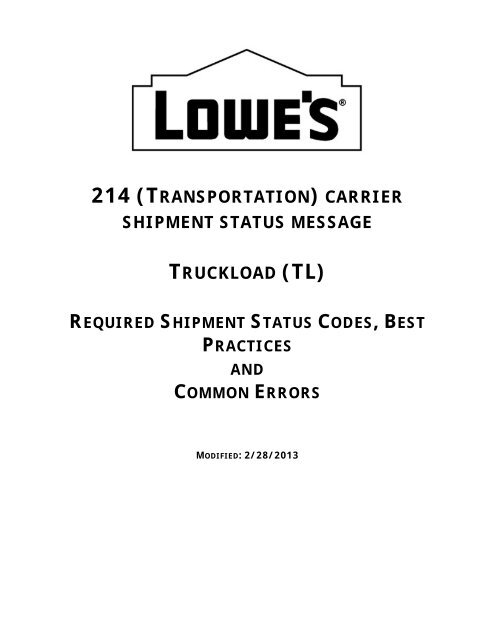 214 (transportation carrier shipment status message - LowesLink