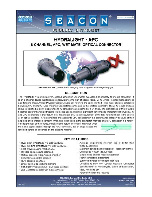 SAPL-DS-0009 HYDRALIGHT-APC Rev 1 - Seacon