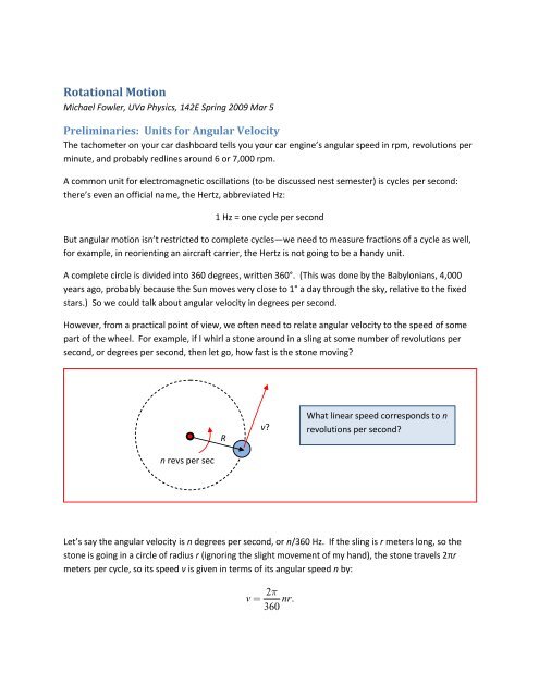 Class Notes on Rotational Motion - Galileo and Einstein Class Notes on Rotational Motion - Galileo and Einstein