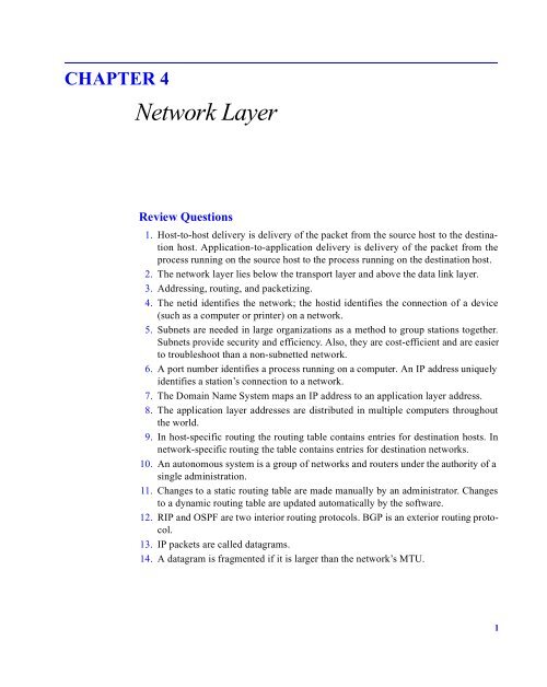 Chapter 4 Network Layer