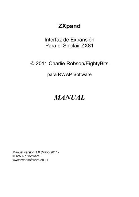 Sinclair ZX81 ZXPand User Manual (Spanish) - RWAP Software