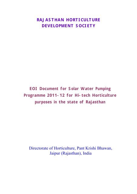 EOI Document for Solar Water Pumping ... - Rajasthan Krishi