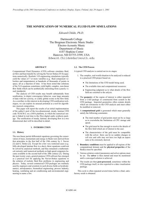 The sonification of numerical fluid flow simulations
