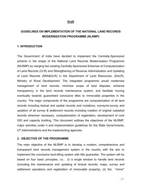 - 1 - Draft GUIDELINES ON IMPLEMENTATION OF THE NATIONAL ...