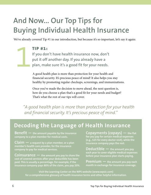 Top Tips for Buying Individual Health Insurance - WPS