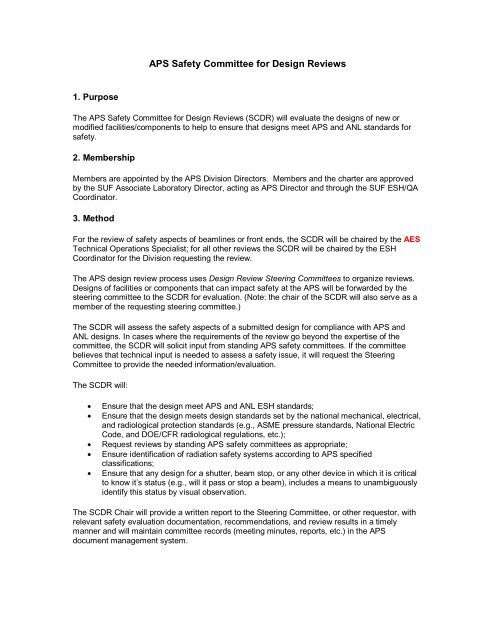 Safety Committee for Design Reviews Charter - Document Central