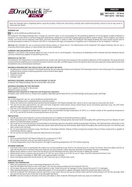 OQ CE HCV A4 PI_GB:Layout 1 - OraSure Technologies, Inc.