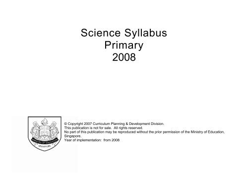 Science Syllabus Primary 2008 - Ministry of Education