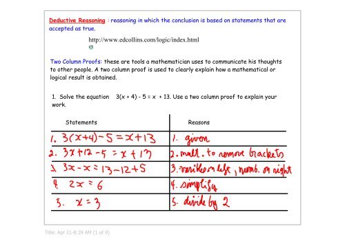 Deductive Reasoning Math