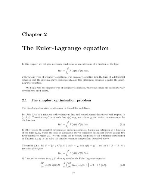 The Euler Lagrange Equation