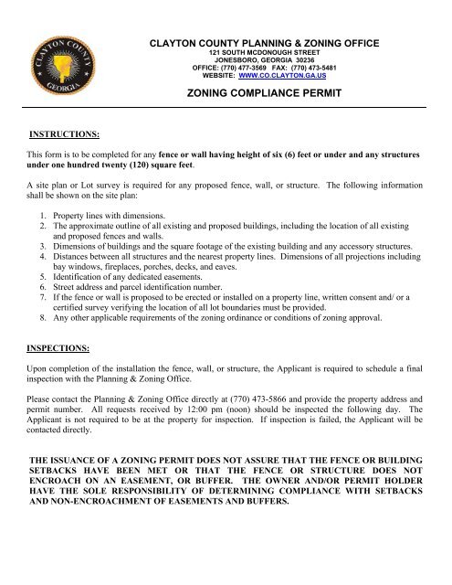 ZONING COMPLIANCE PERMIT - Clayton County Government.