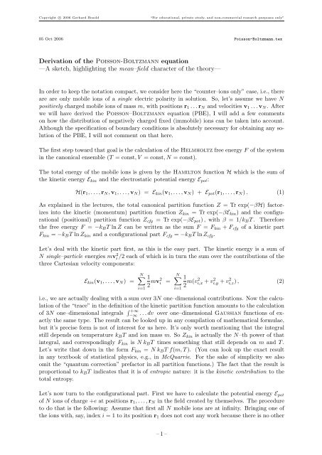 Derivation of the Poisson-Boltzmann equation —A ... - Memphys