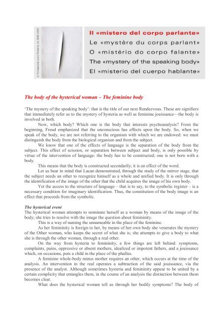 The body of the hysterical woman â The feminine body