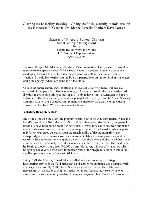 Clearing the Disability Backlog - Social Security Advisory Board