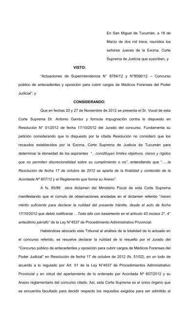 En San Miguel de Tucumán, a 18 de Marzo de dos mil trece ...