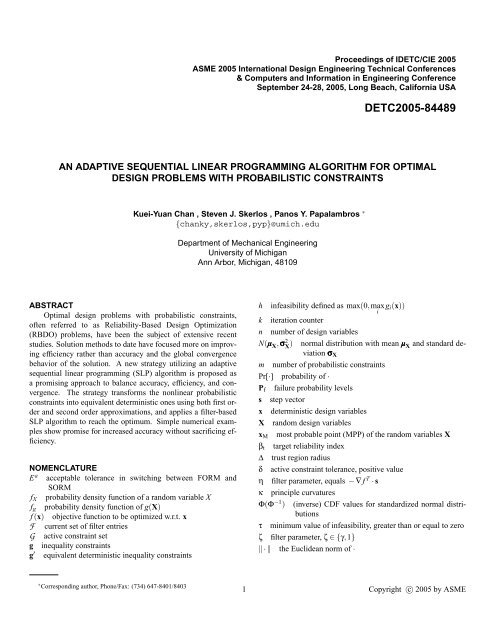 An Adaptive Sequential Linear Programming Algorithm For Optimal