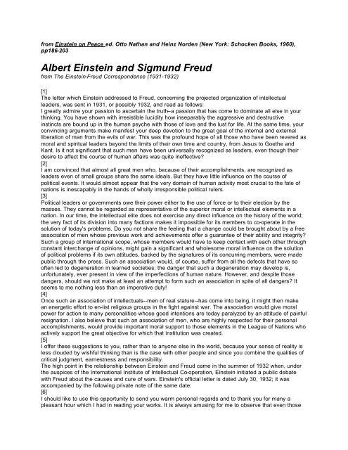 Albert Einstein and Sigmund Freud