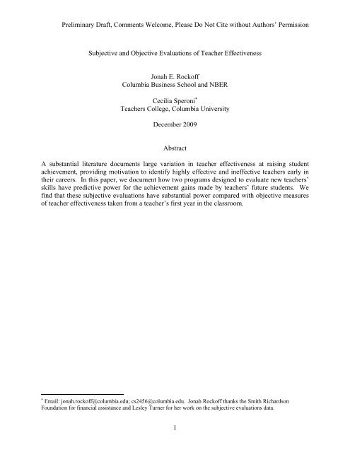 Preliminary Draft, Comments Welcome, Please Do Not Cite without ...