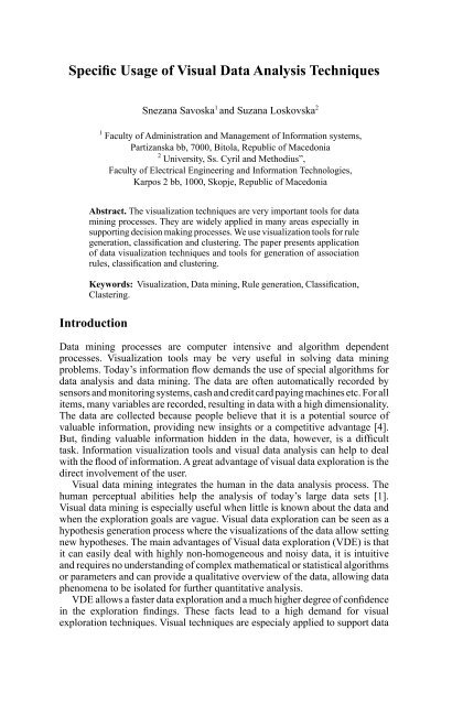 Specific Usage of Visual Data Analysis Techniques - Research at ...