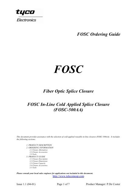 FOSC-500AA ordering guide - Raycom