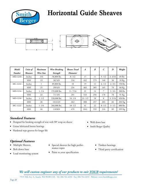 Horizontal Guide Sheaves - JH Menge & Co