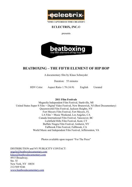 BEATBOXING â THE FIFTH ELEMENT OF HIP HOP