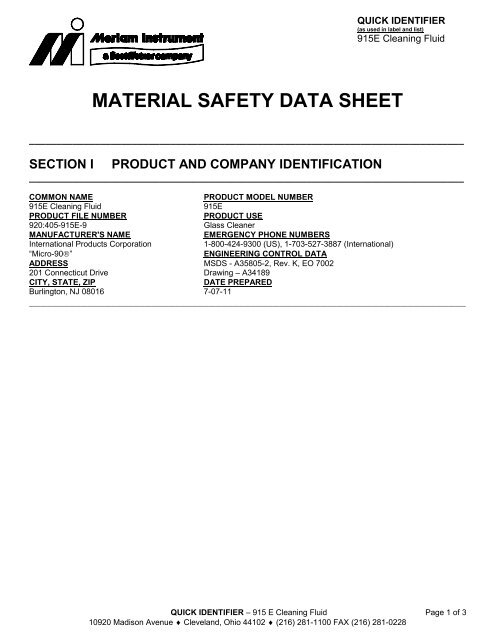A35805-2 Rev K 915E Cleaning Fluid - Meriam Process Technologies