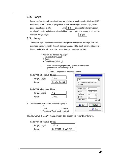 Menu utama CHECK berisika