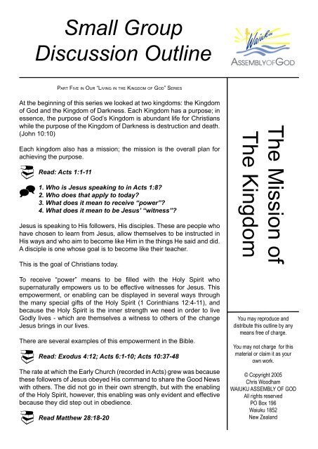 Living in the Kingdom of God 5 - Small Group Bible Studies - Waiuku ...
