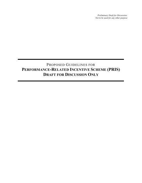 draft for discussion only - Performance Management Division