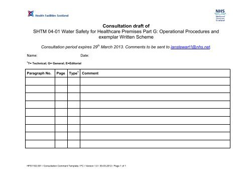 SHTM 04-01 Water Safety for Healthcare Premises Part G